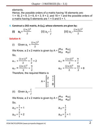 Matrices solved ex 3.1 | PDF