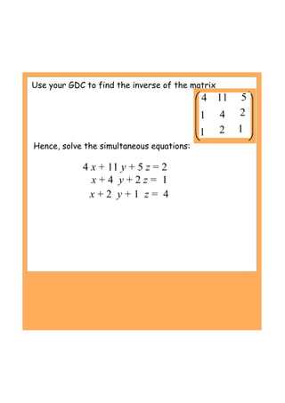 IB Maths SL Matrices | PDF