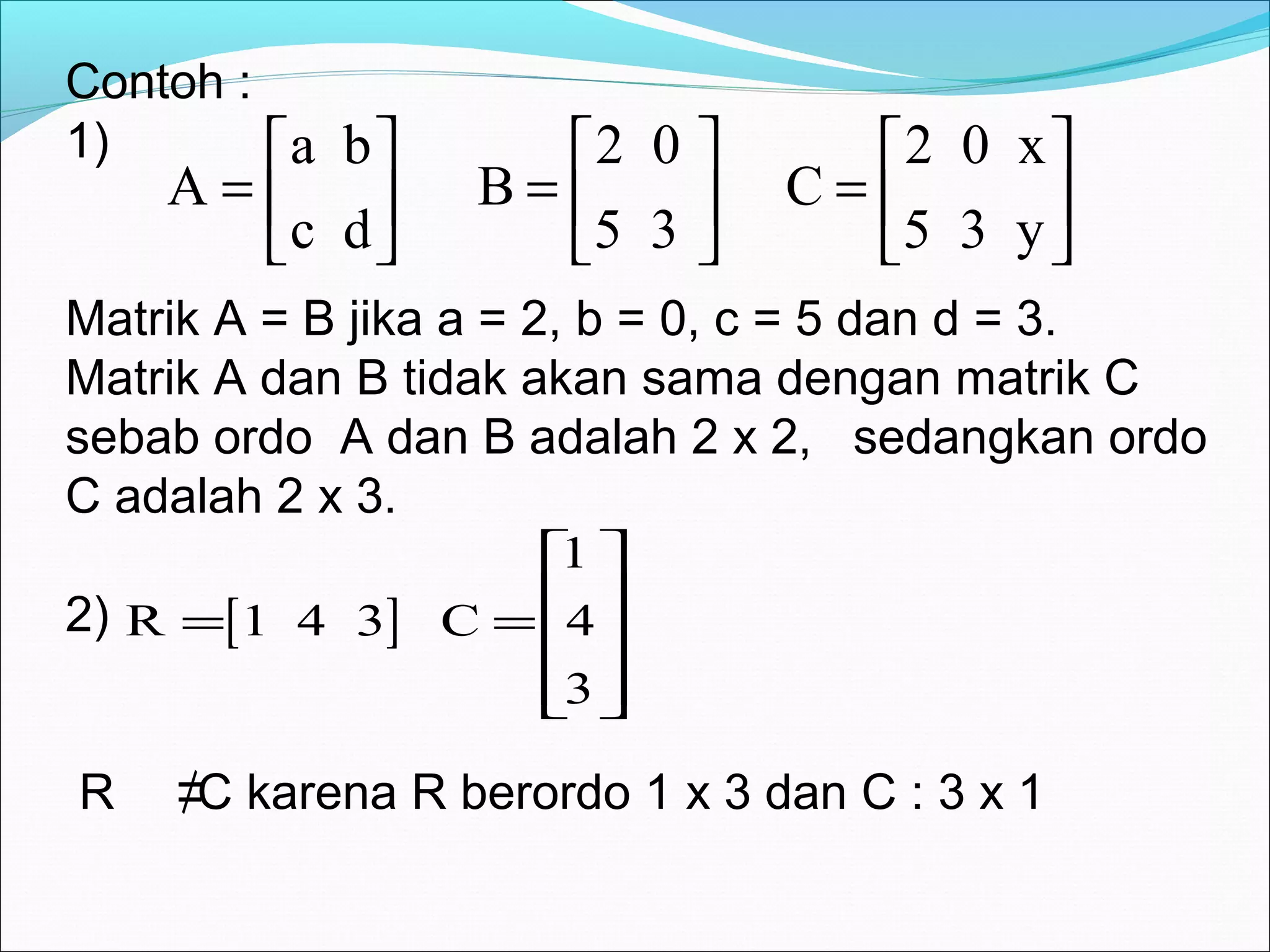 Matriks dan operasinya | PPT