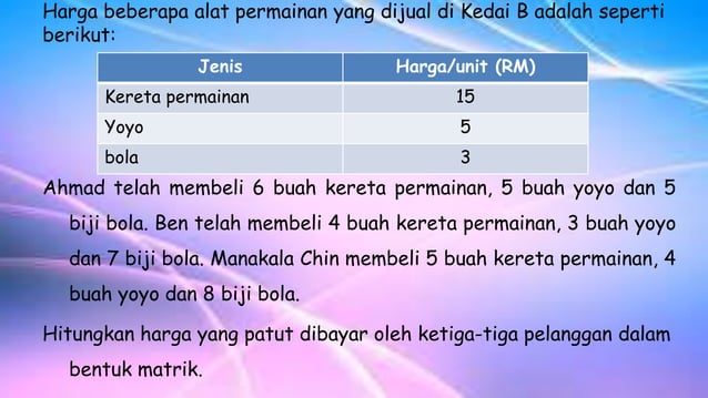 Matriks coontoh soalan | PPTX