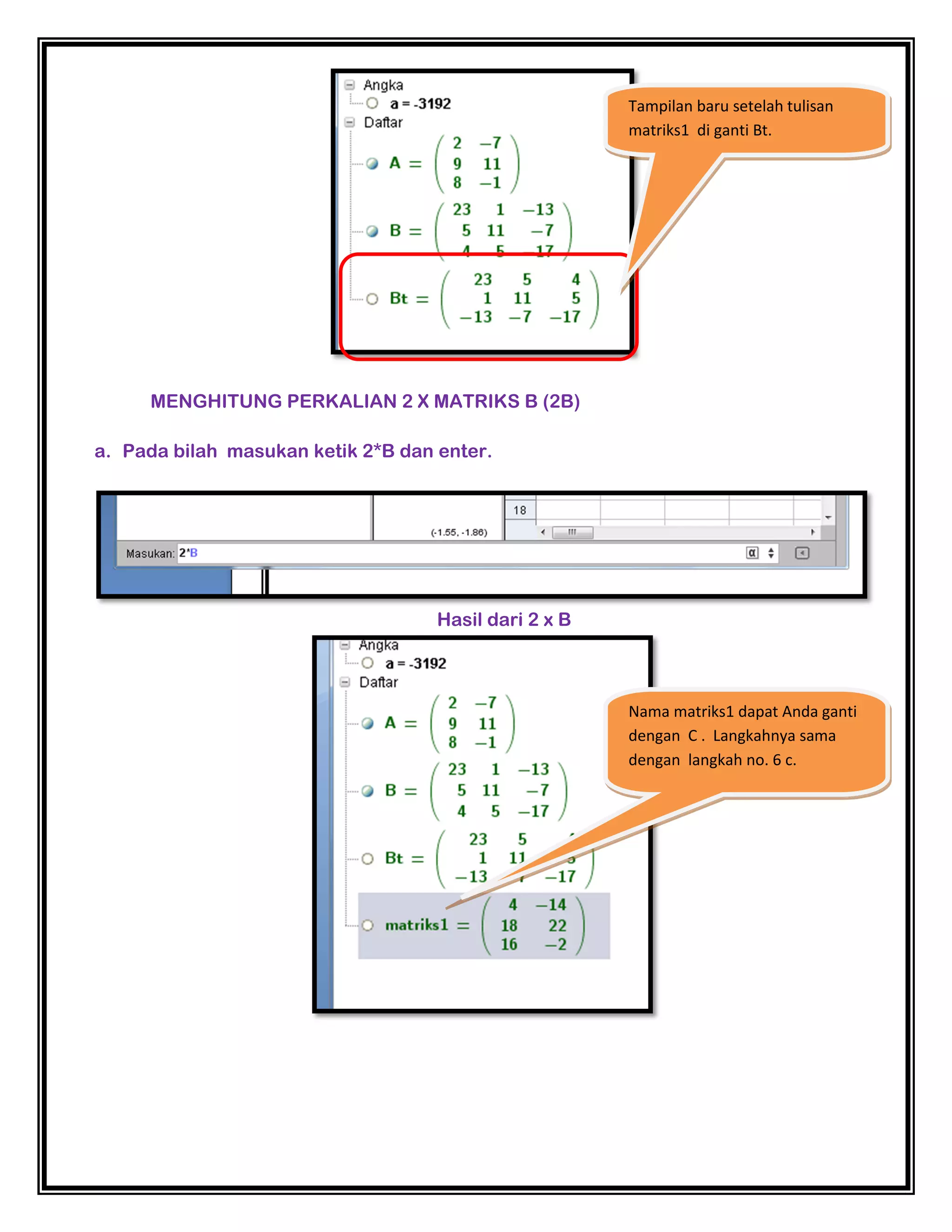 Penyelesaian soal matriks dengan geogebra | PDF