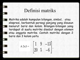 Matriks - Pembagian dan Penjumlahan | PPT