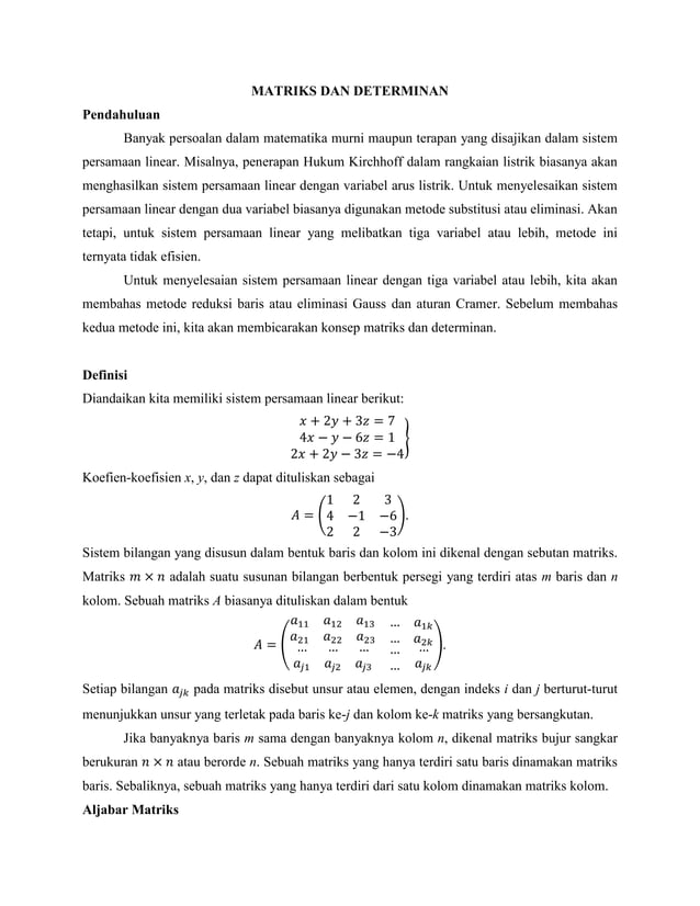 Matriks dan determinan | DOCX