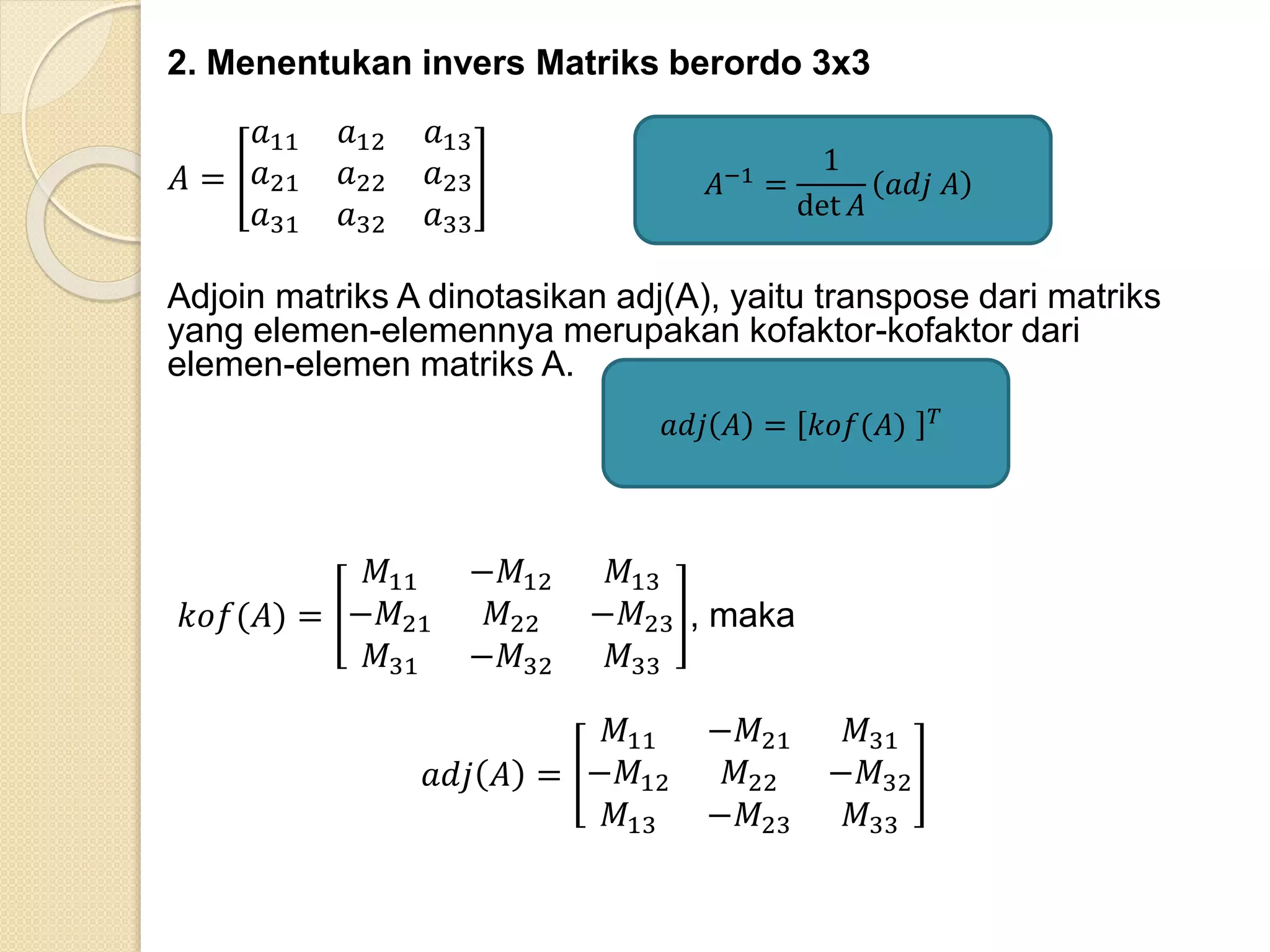 Determinan Matriks dan Invers Matriks | PPTX