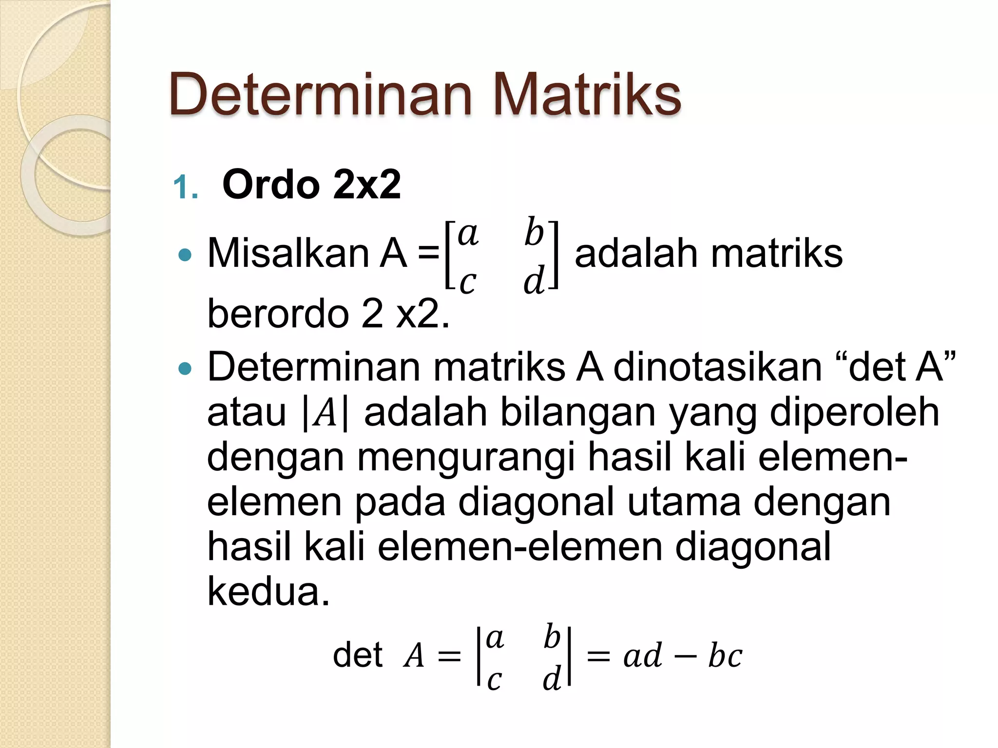 Determinan Matriks dan Invers Matriks | PPTX