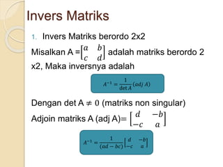 Determinan Matriks dan Invers Matriks | PPTX