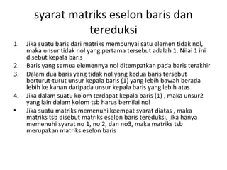 Matriks eselon baris | PPT