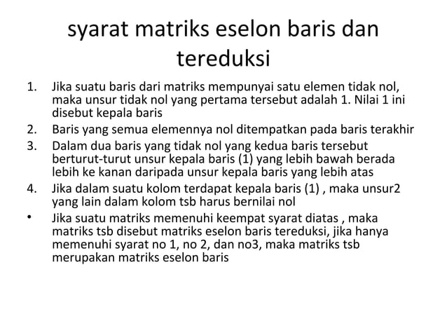 Matriks eselon baris | PPT