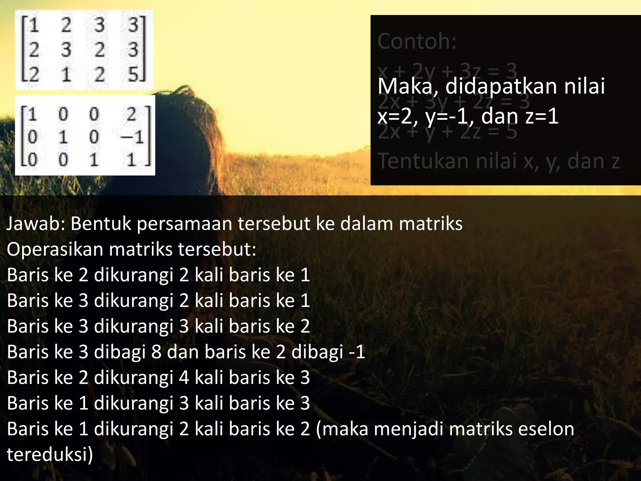 Matriks eselon baris dan eselon baris tereduksi | PPTX