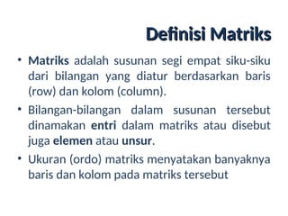 MATERI MATRIKS LENGKAP FASE F UNTUK SMK. | PPT