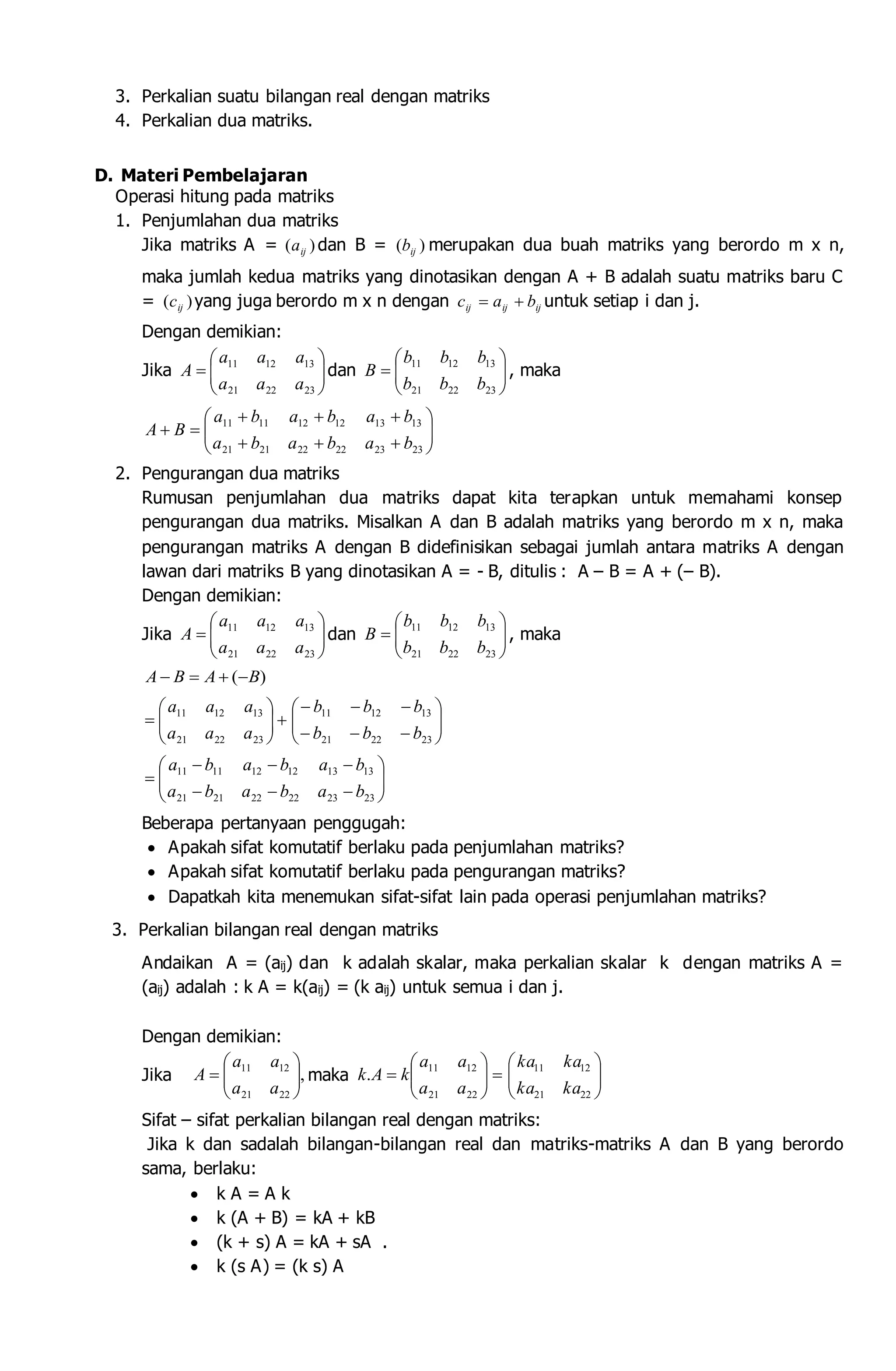 RPP Perkalian Matriks | DOCX