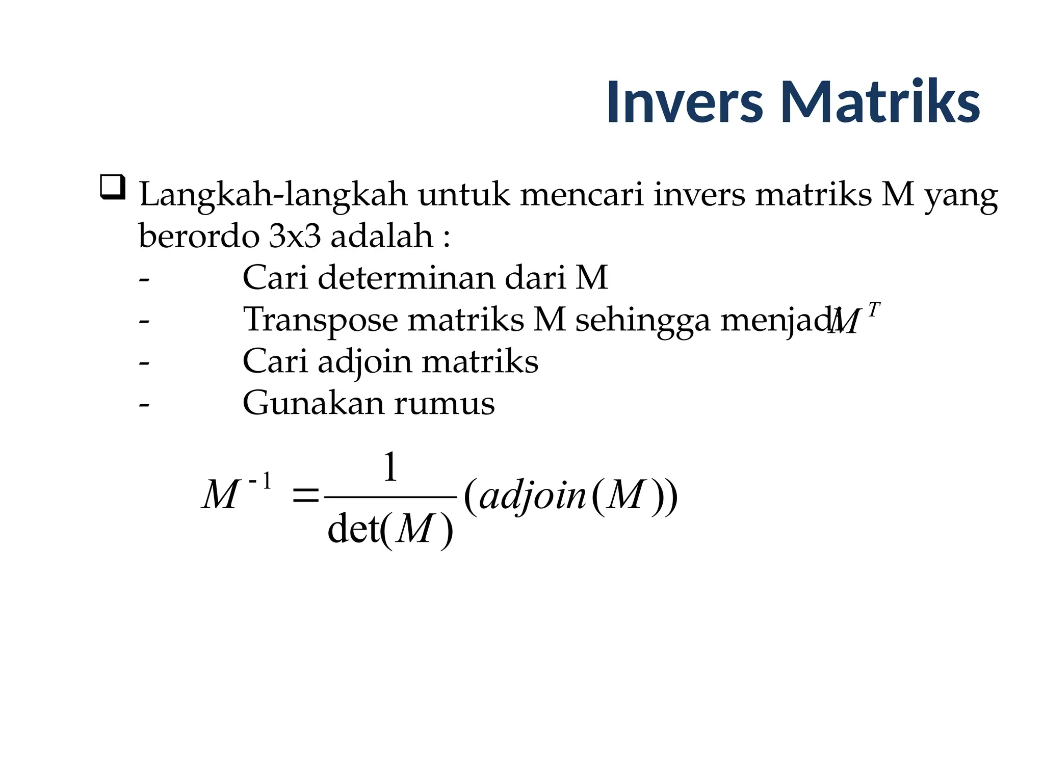 pengertian matriks, jenis matriks, ordo dan transpose matriks | PPTX