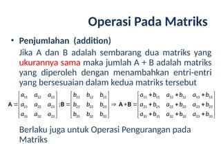 pengertian matriks, jenis matriks, ordo dan transpose matriks | PPTX