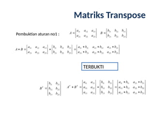 pengertian matriks, jenis matriks, ordo dan transpose matriks | PPTX