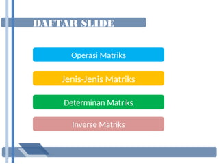 pengertian matriks, jenis matriks, ordo dan transpose matriks | PPTX