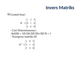 pengertian matriks, jenis matriks, ordo dan transpose matriks | PPTX