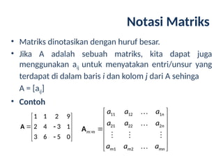 pengertian matriks, jenis matriks, ordo dan transpose matriks | PPTX