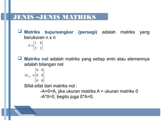 pengertian matriks, jenis matriks, ordo dan transpose matriks | PPTX