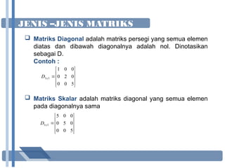 pengertian matriks, jenis matriks, ordo dan transpose matriks | PPTX