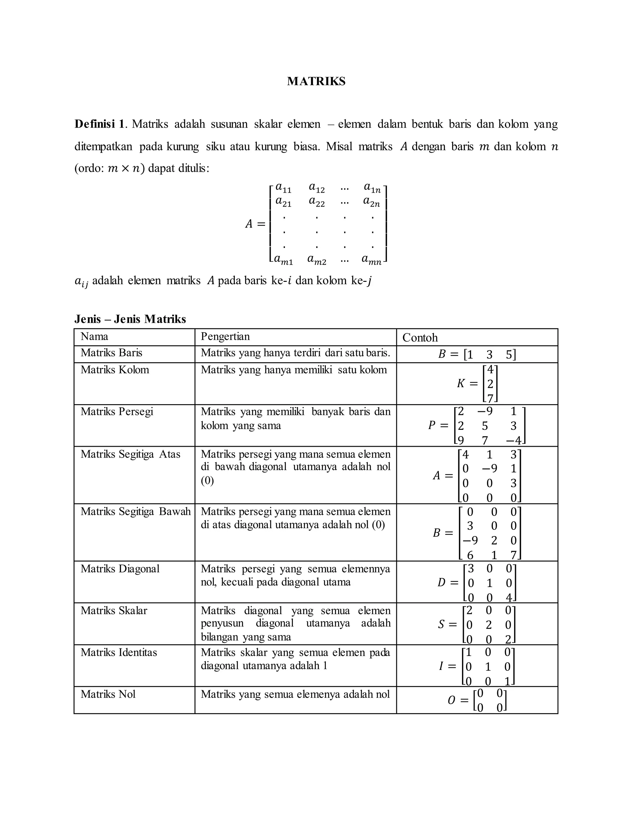 Matriks, relasi dan fungsi | DOCX