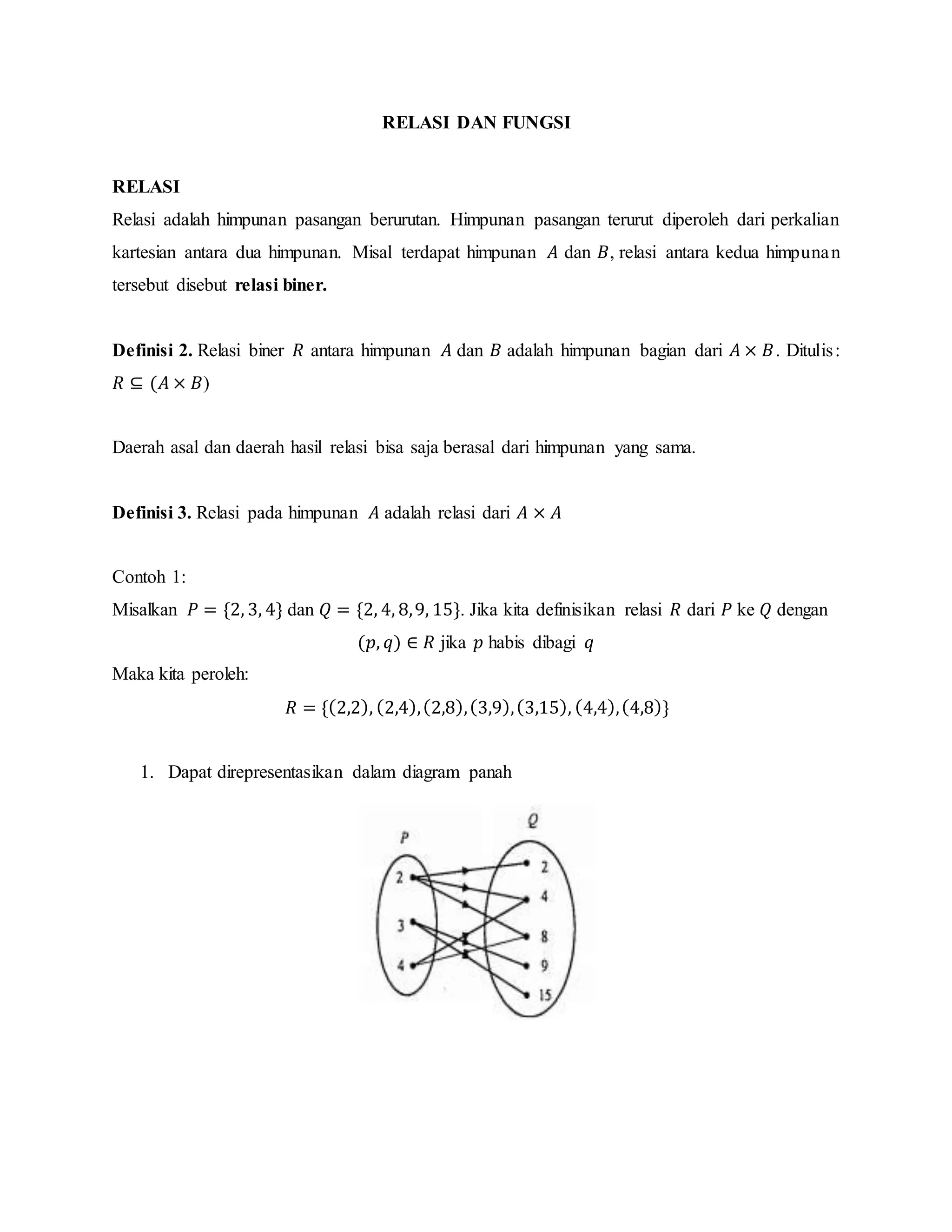 Matriks, relasi dan fungsi | DOCX