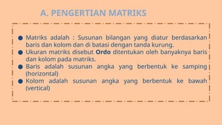 Pertemuan 1 Pembelajaran Matriks dan JENIS-JENIS | PPT