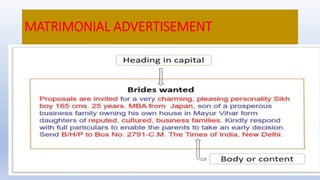 Matrimonial advertisement | PPTX | Marriage and Civil Unions | Family ...
