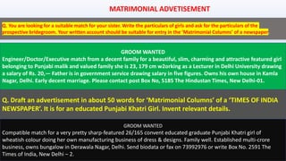 Matrimonial advertisement | PPTX | Marriage and Civil Unions | Family ...