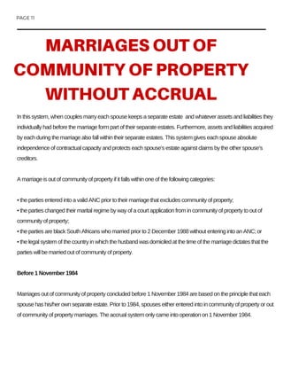 Matrimonial Property Regimes in South Africa | PDF