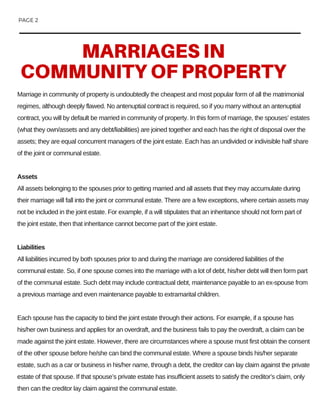 Matrimonial Property Regimes in South Africa | PDF