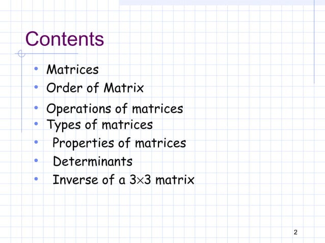 Matrix and Determinants | PPT