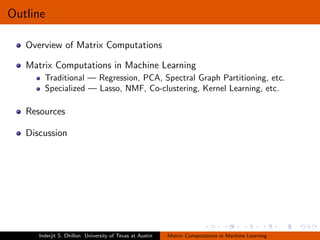 Matrix Computations in Machine Learning | PDF