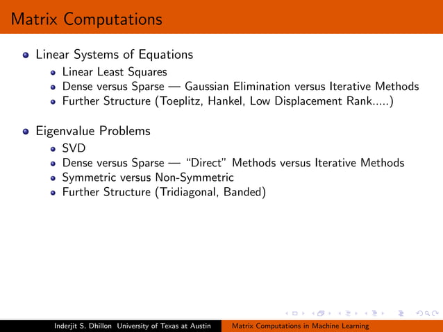 Matrix Computations in Machine Learning | PDF
