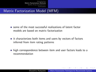 Matrix Factorization Technique for Recommender Systems | PDF