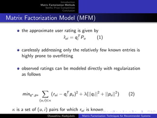 Matrix Factorization Technique for Recommender Systems | PDF
