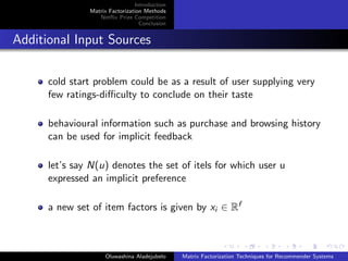 Matrix Factorization Technique for Recommender Systems | PDF