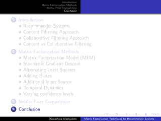 Matrix Factorization Technique for Recommender Systems | PDF