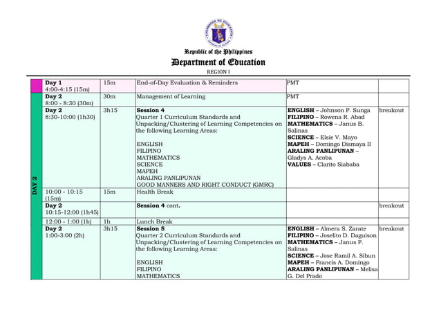Matatag Curriculum Training Matrix-G7.pdf | Educational Assessment ...