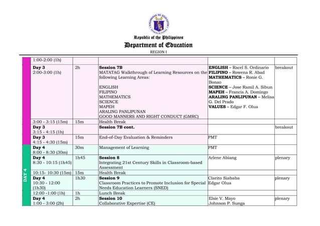 Matatag Curriculum Training Matrix-G7.pdf | Educational Assessment | Education