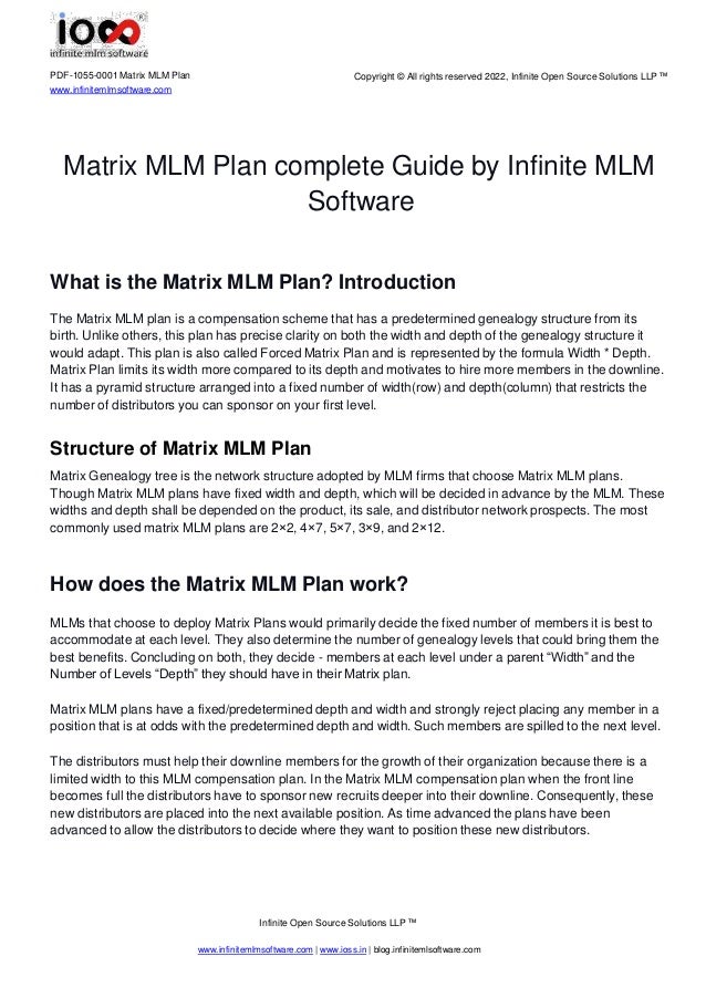 Matrix MLM Plan - The Complete Details You Must Know | PPTX