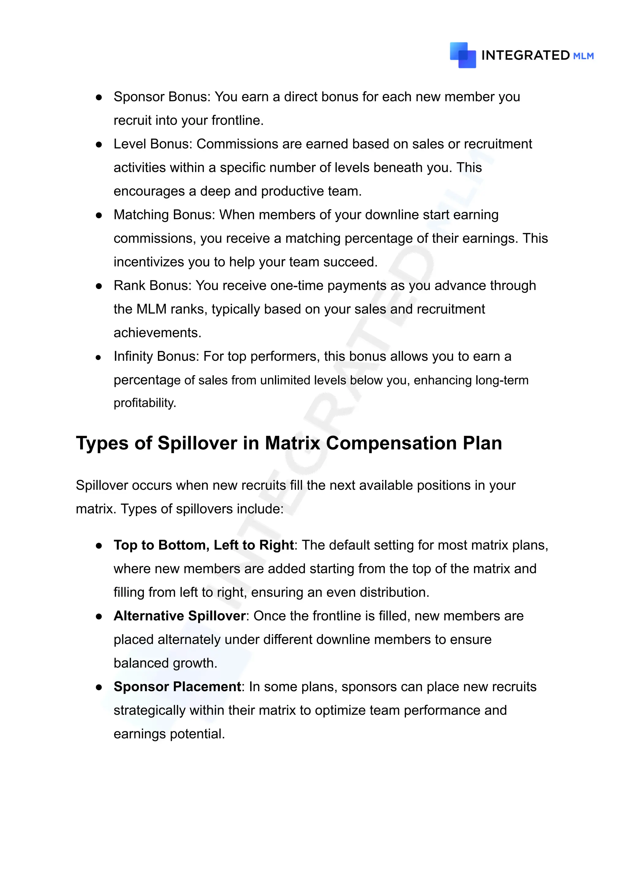 Matrix MLM Compensation Plan Guide: Unlocking the global benefits of the Matrix MLM | PDF