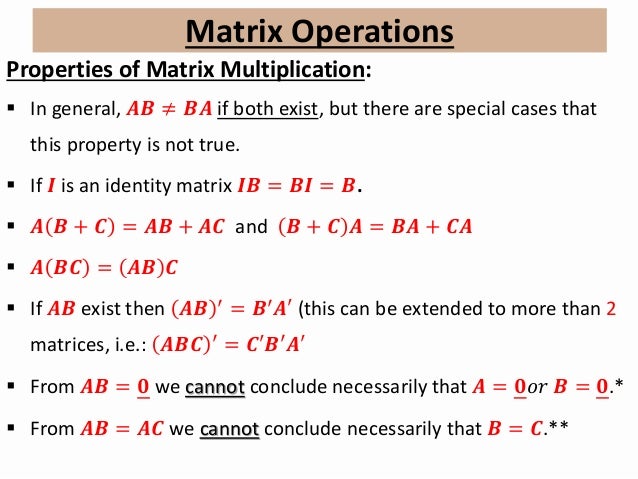 Matrix Algebra Matrix Algebra