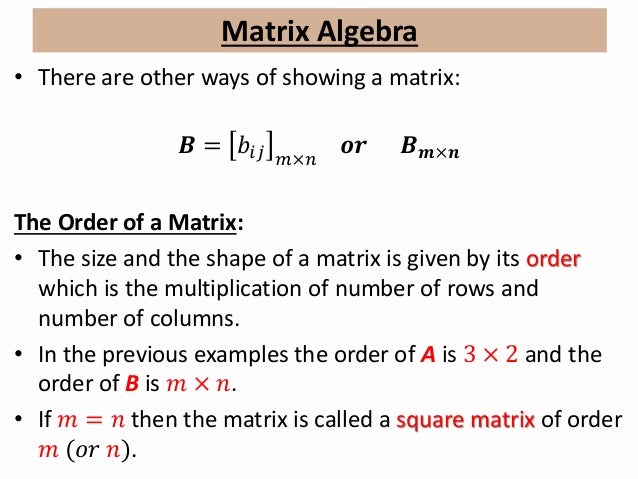 Matrix algebra
