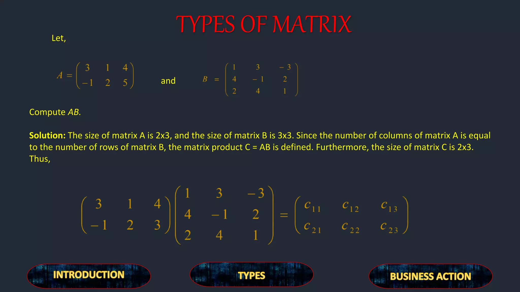 Matrix and it's application | PPTX