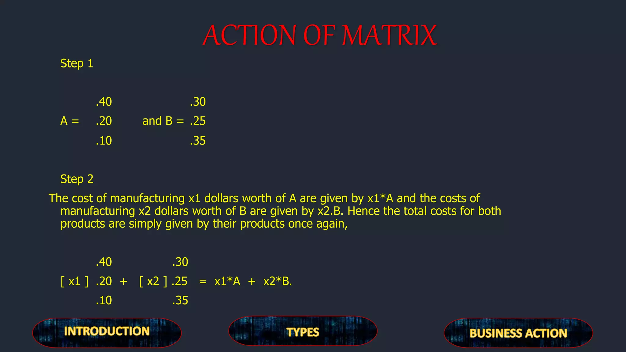 Matrix and it's application | PPTX