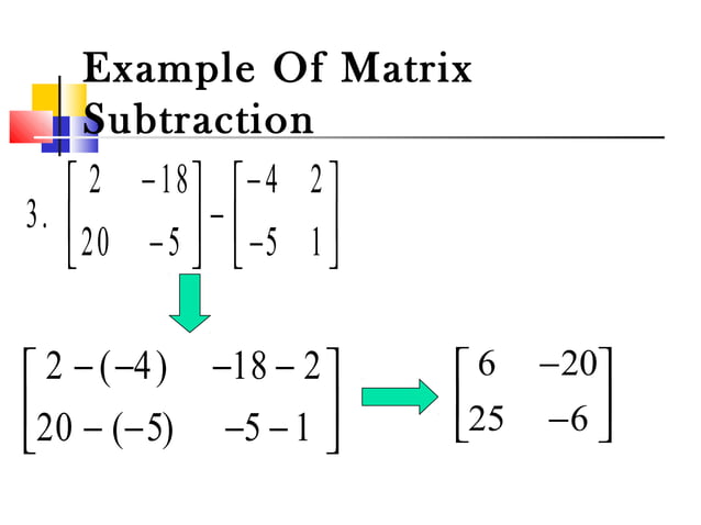 Matrix and its operation (addition, subtraction, multiplication) | PPT