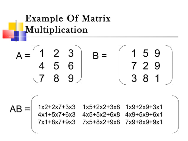 Matrix and its operation (addition, subtraction, multiplication) | PPT