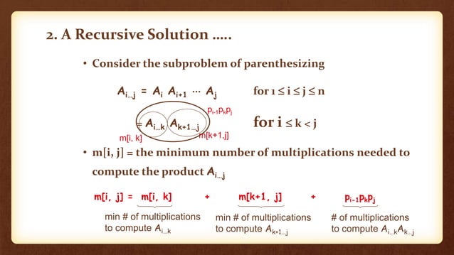 Matrix chain multiplication in design analysis of algorithm | PPTX