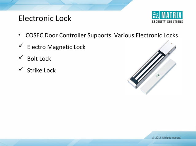 Matrix Security Solutions Cosec Access Control And Time Attendance Ppt