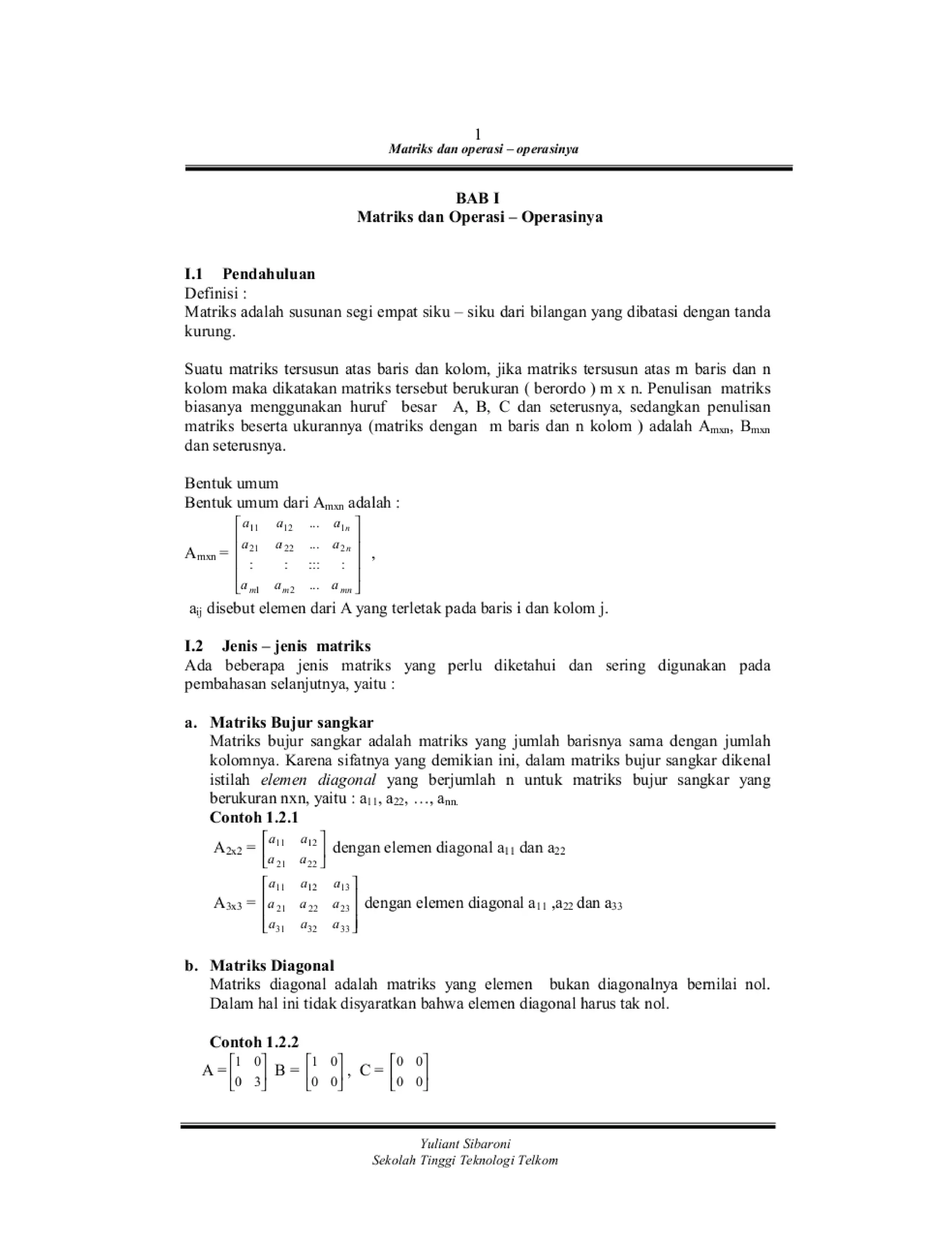 Matrix dan operasi-operasinya | PDF